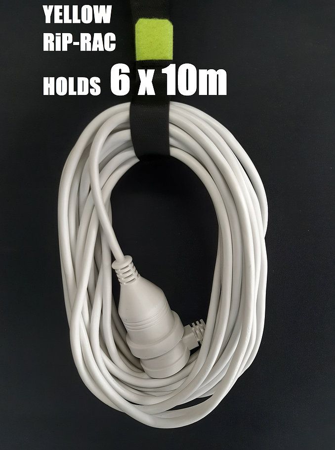 RiP-RAC Lead Rack Velcro Cable Storage System YELLOW 6 x 100mm TABS ...